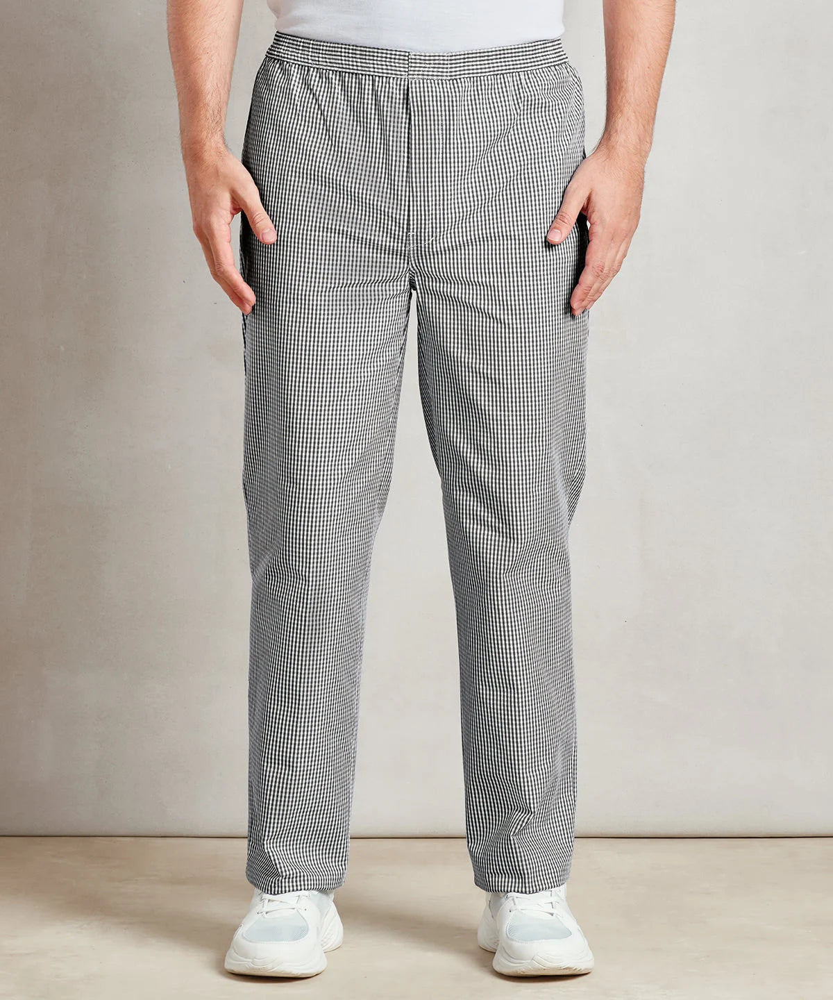 BLACK & WHITE CHECK CHEF'S TROUSER WITH ELASTIC WAIST – Harveys Workwear